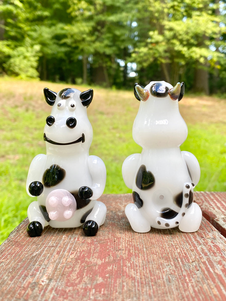 Glass Cow Pipe, Hand Blown Pipe, HP342 – Apollo Glassworks