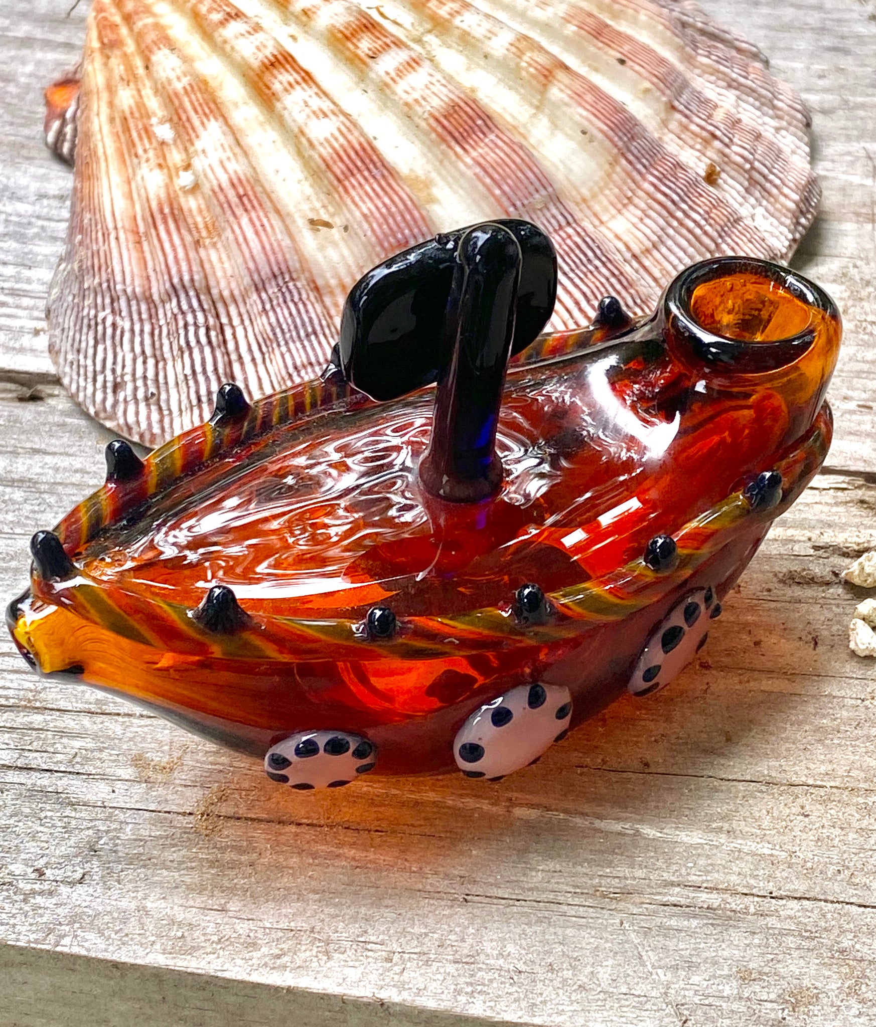 glass pirate-ship pipe, hand made ship – Apollo Glassworks