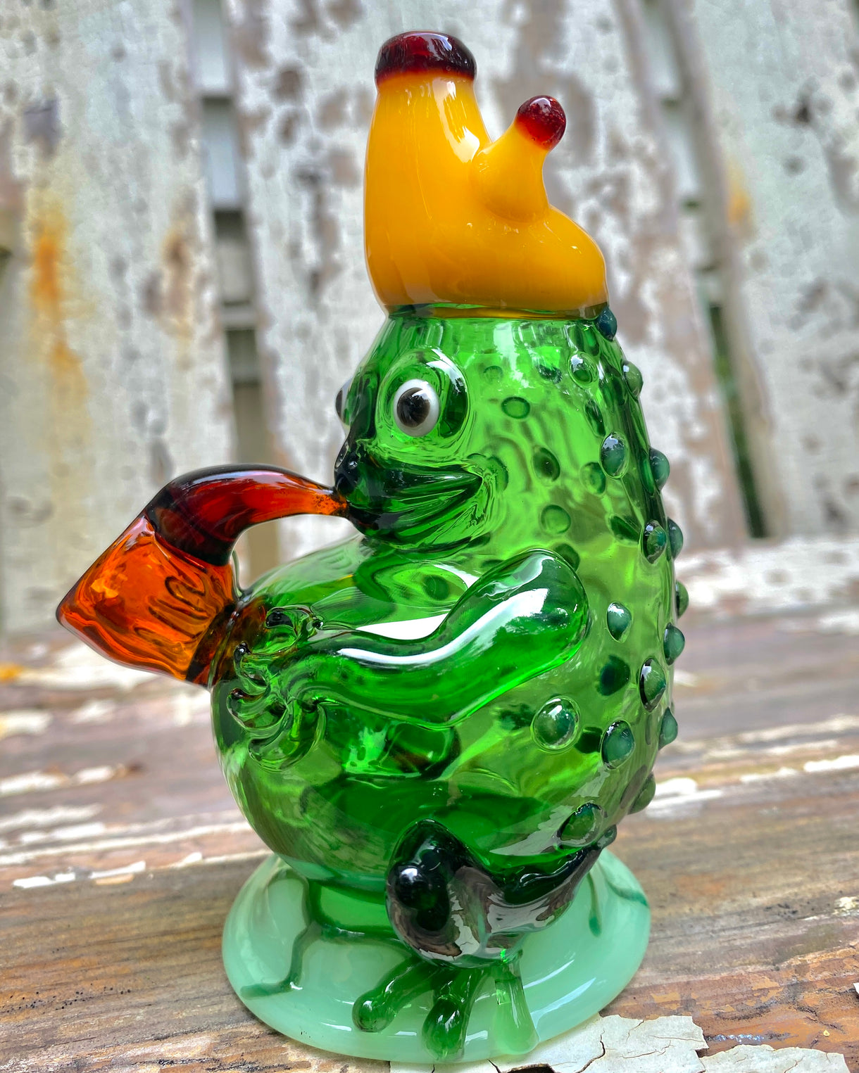 Glass the frog king pipe, hand made pipe, HP060KT – Apollo Glassworks